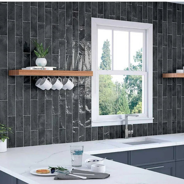 Luna Grey brick tile | 10x30cm ceramic wall tile — Tile.co.uk