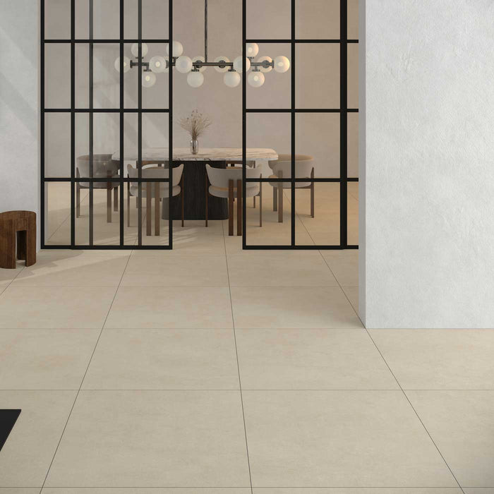 Motion Ivory Porcelain floor tile | 80x80cm — Tile.co.uk