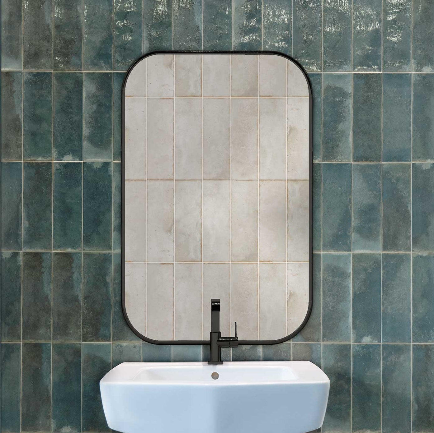 Luna Blue brick tile | 10x30cm ceramic wall tile — Tile.co.uk