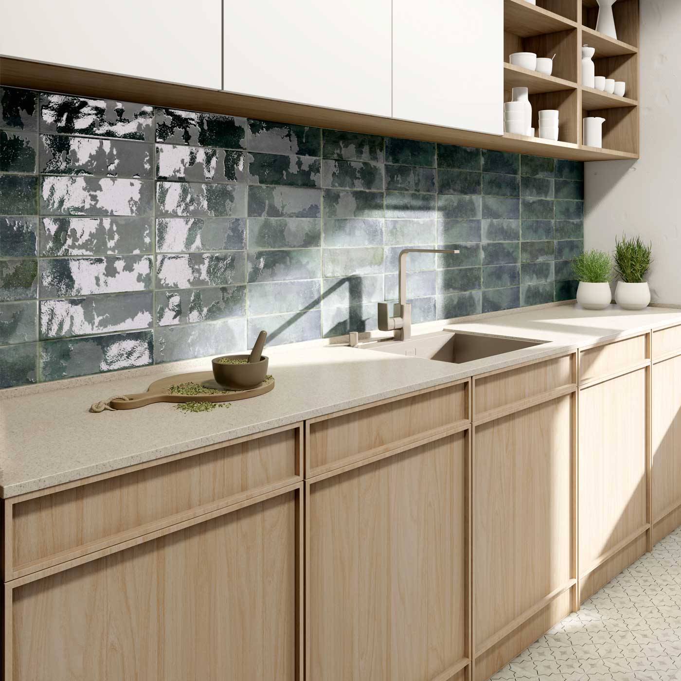 Luna Blue brick tile | 10x30cm ceramic wall tile — Tile.co.uk