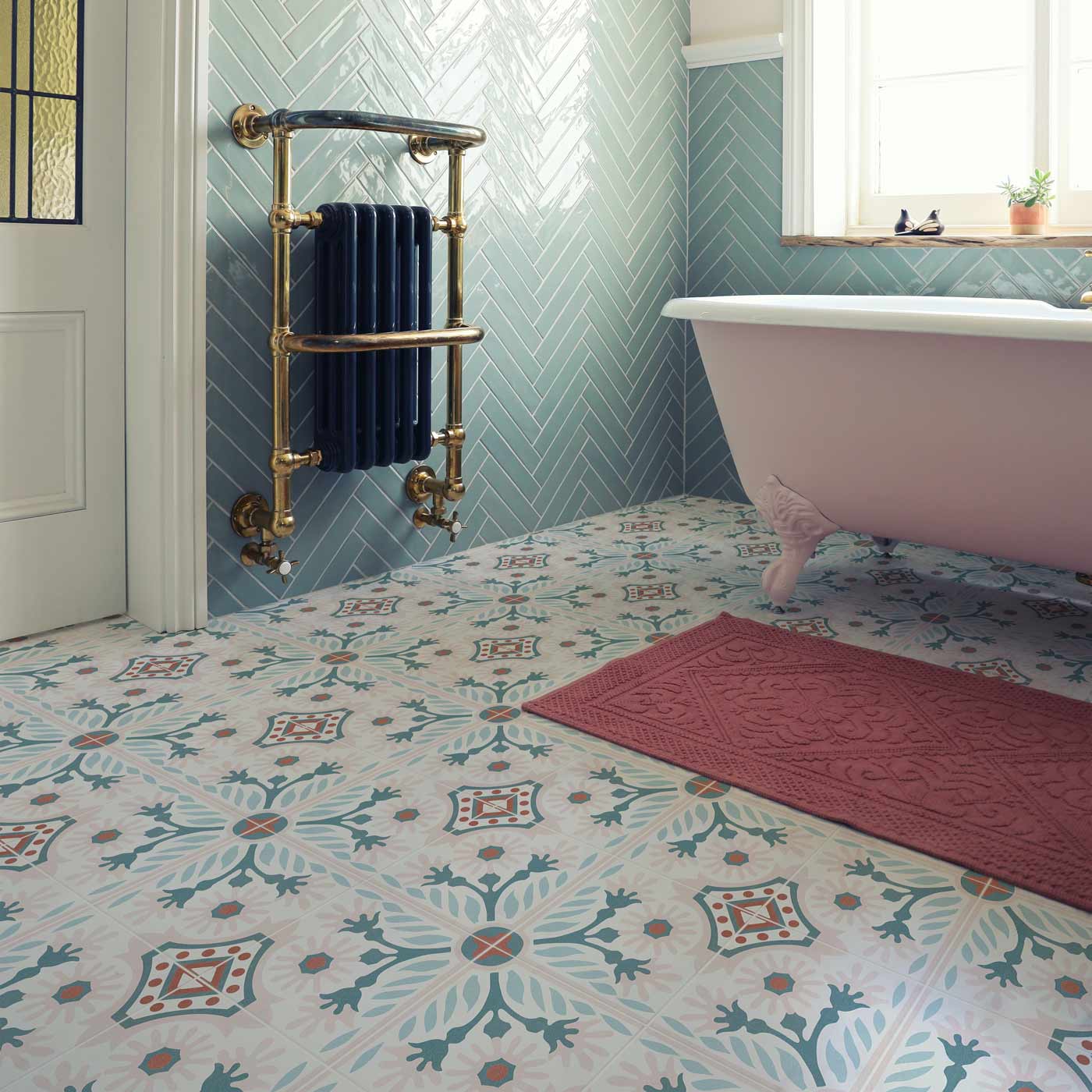 Cabana Flamingo Tree Pattern Tile | 20x20cm | Tile.co.uk