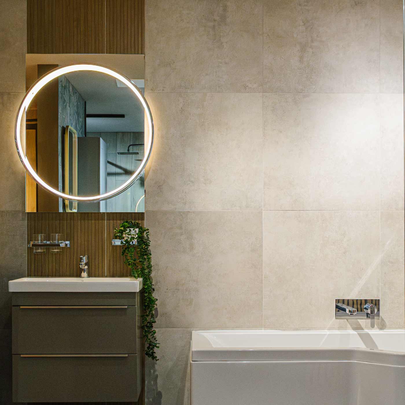 Japandi Wood Slat | 40x120cm large Ceramic wall tile — Tile.co.uk