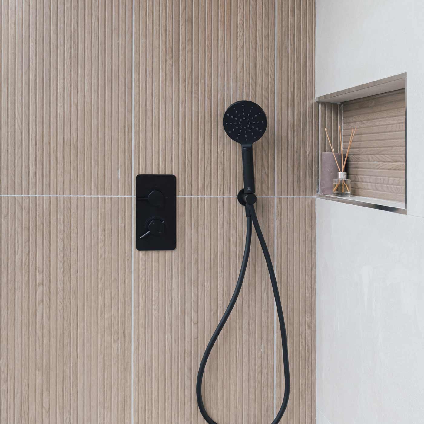 Japandi Wood Slat | 40x120cm large Ceramic wall tile — Tile.co.uk