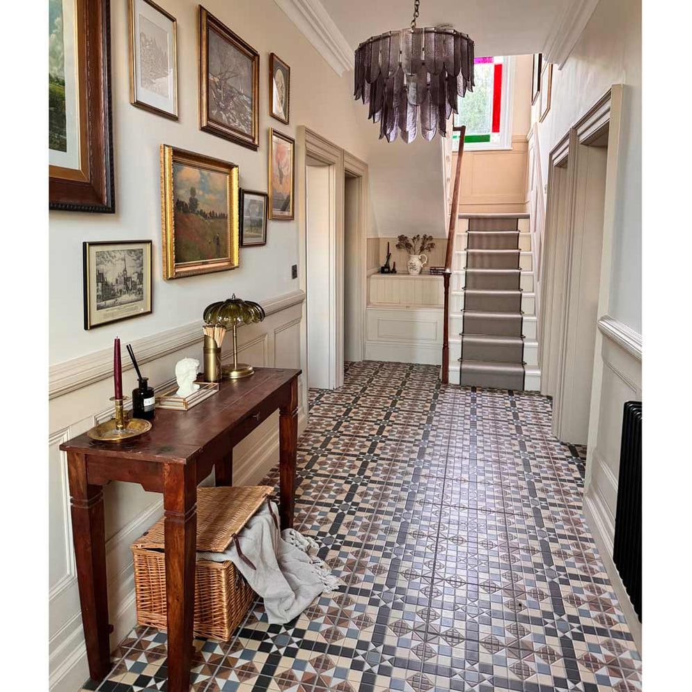 Dorset Marron Pattern floor tile | 31.6x31.6cm Ceramic — Tile.co.uk