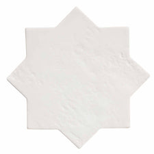 Fez White Star Porcelain Floor and Wall Tile | 15x15cm | Tile.co.uk