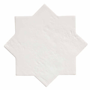 Fez White Star Porcelain Floor and Wall Tile | 15x15cm | Tile.co.uk