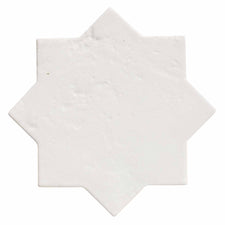 Fez White Star Porcelain Floor and Wall Tile | 15x15cm | Tile.co.uk