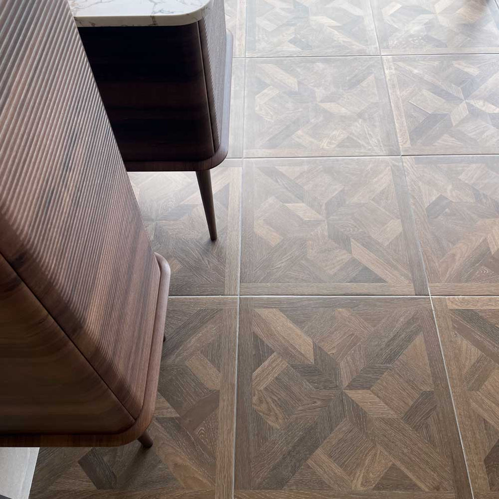 French Parquet Walnut 60x60cm wood effect floor tile — Tile.co.uk