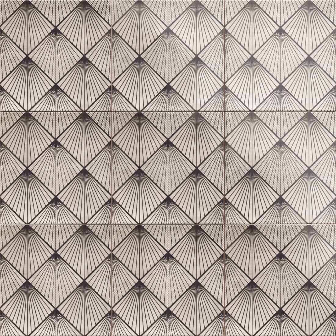 Art Deco White wall tile | 20x20cm tile — Tile.co.uk