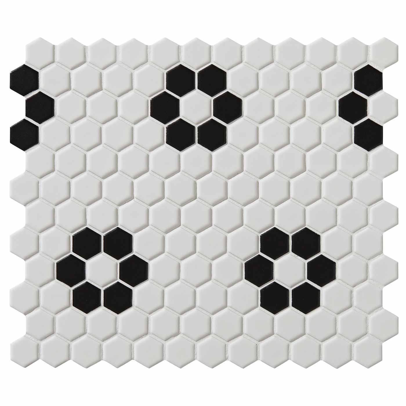 Mono Hex Daisy Satin Mosaic | 284x295cm | Mosaic — Tile.co.uk