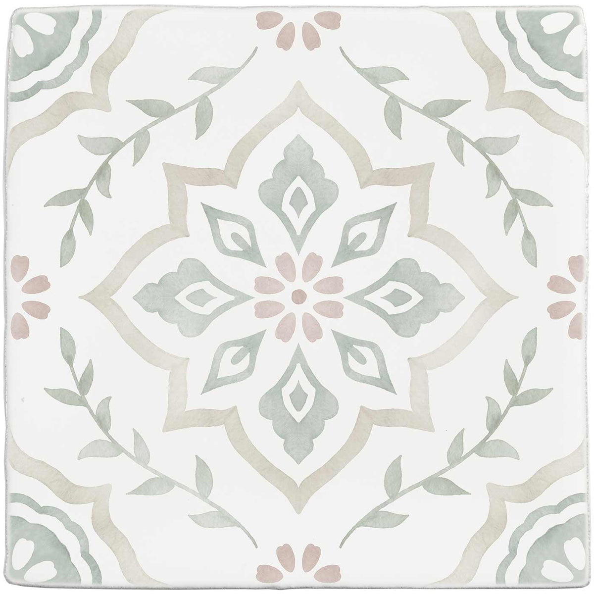 Jaipur Field Tile Jasmine on Frost | 13x13cm | Tile.co.uk