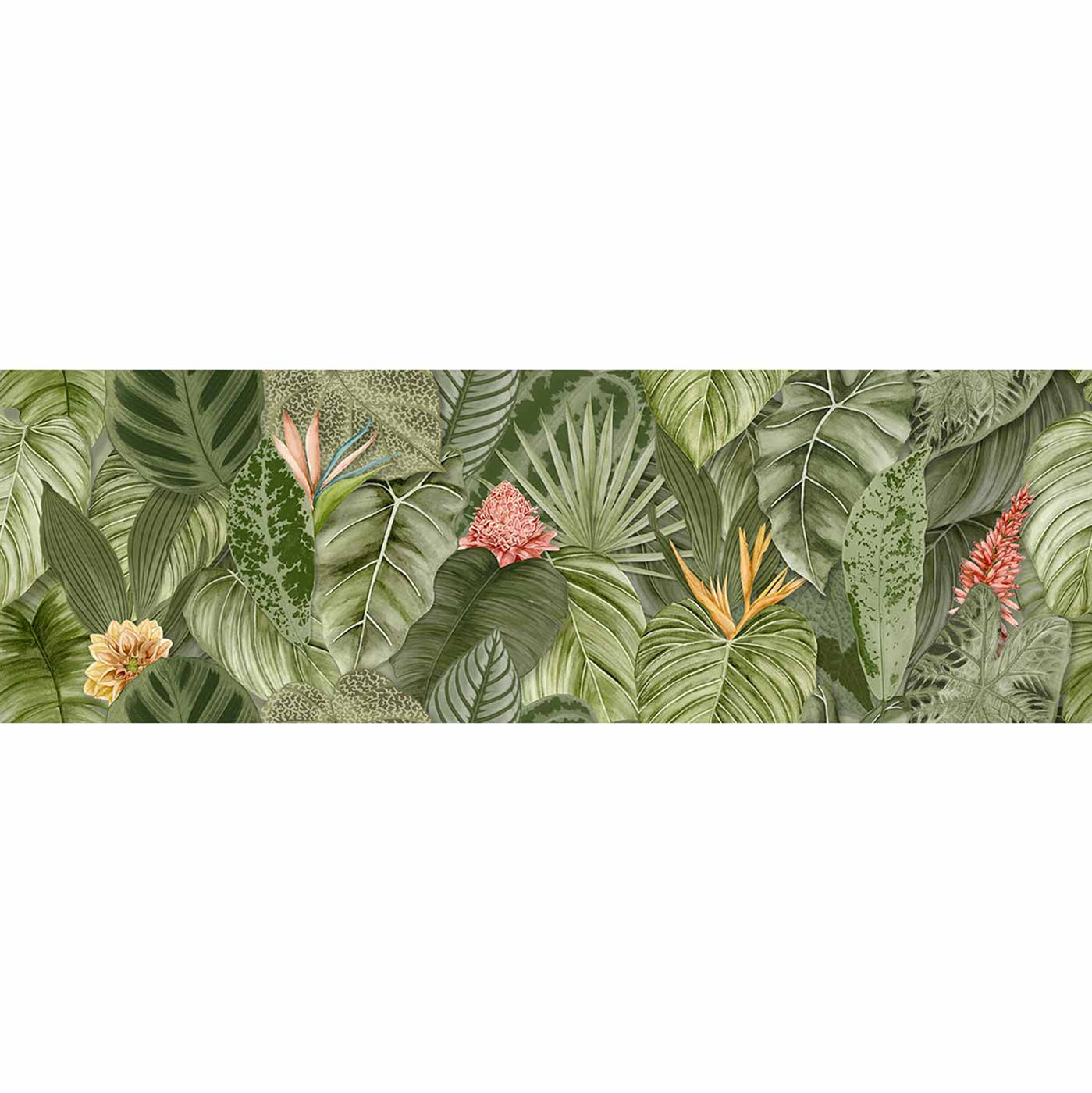 Tropical Oasis Patterned Repeat Matt wall tile | 32x99cm — Tile.co.uk