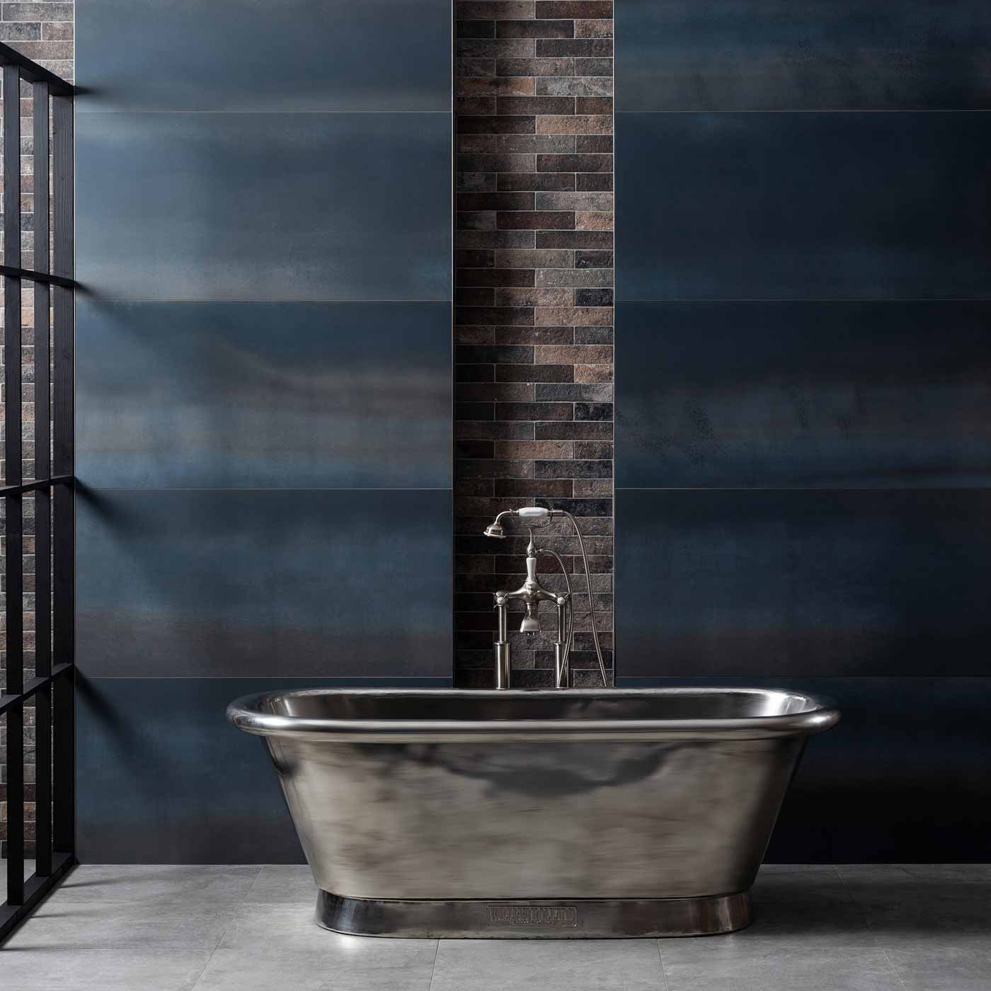 Steel Midnight Blue Metallic Finish tile | 60x120cm — Tile.co.uk