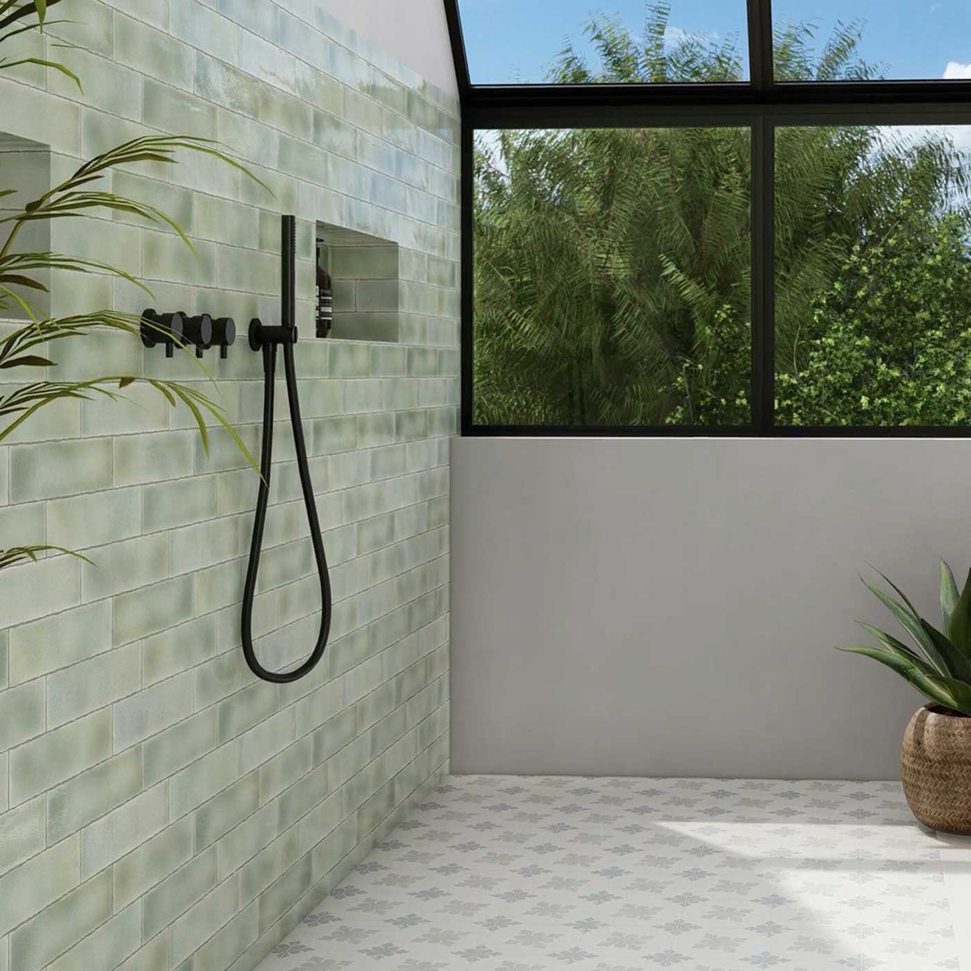 Crackle Brick Mint Ceramic Wall Tile | 7.5x30cm | Tile.co.uk