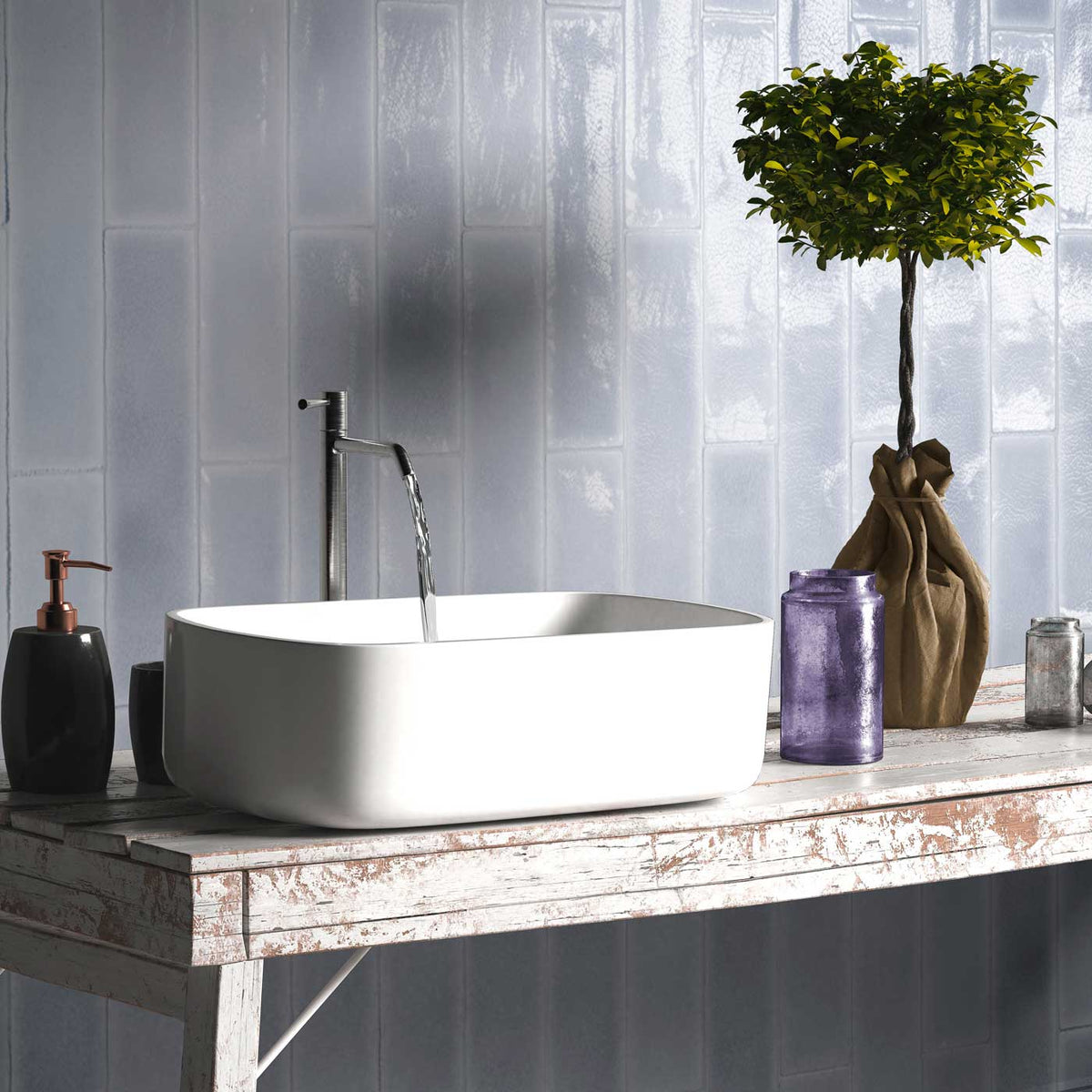 Crackle Brick Lavender Tiles | 7.5x30cm Ceramic Wall Tiles — Tile.co.uk