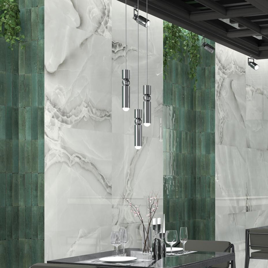Agadir Selva Green Gloss Wall Tile | 7x28cm | Tile.co.uk