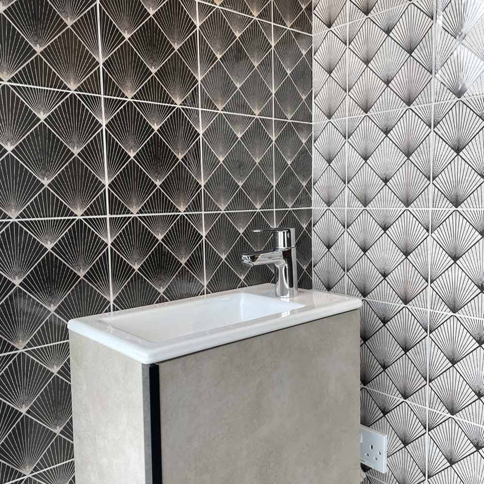 Art Deco Black wall tile | 20x20cm tile — Tile.co.uk