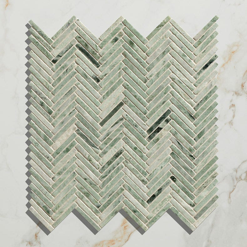 Athens Mint Marble Mosaic Tile - 29.2 x 30.2cm | Tile.co.uk