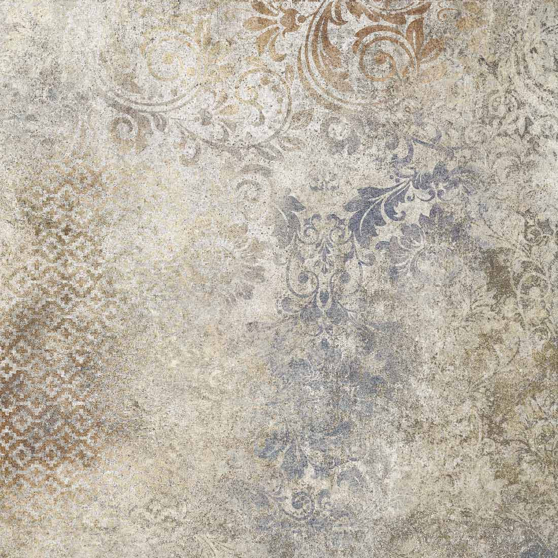 Aged Blue mix pattern tile | 60x60cm porcelain floor — Tile.co.uk