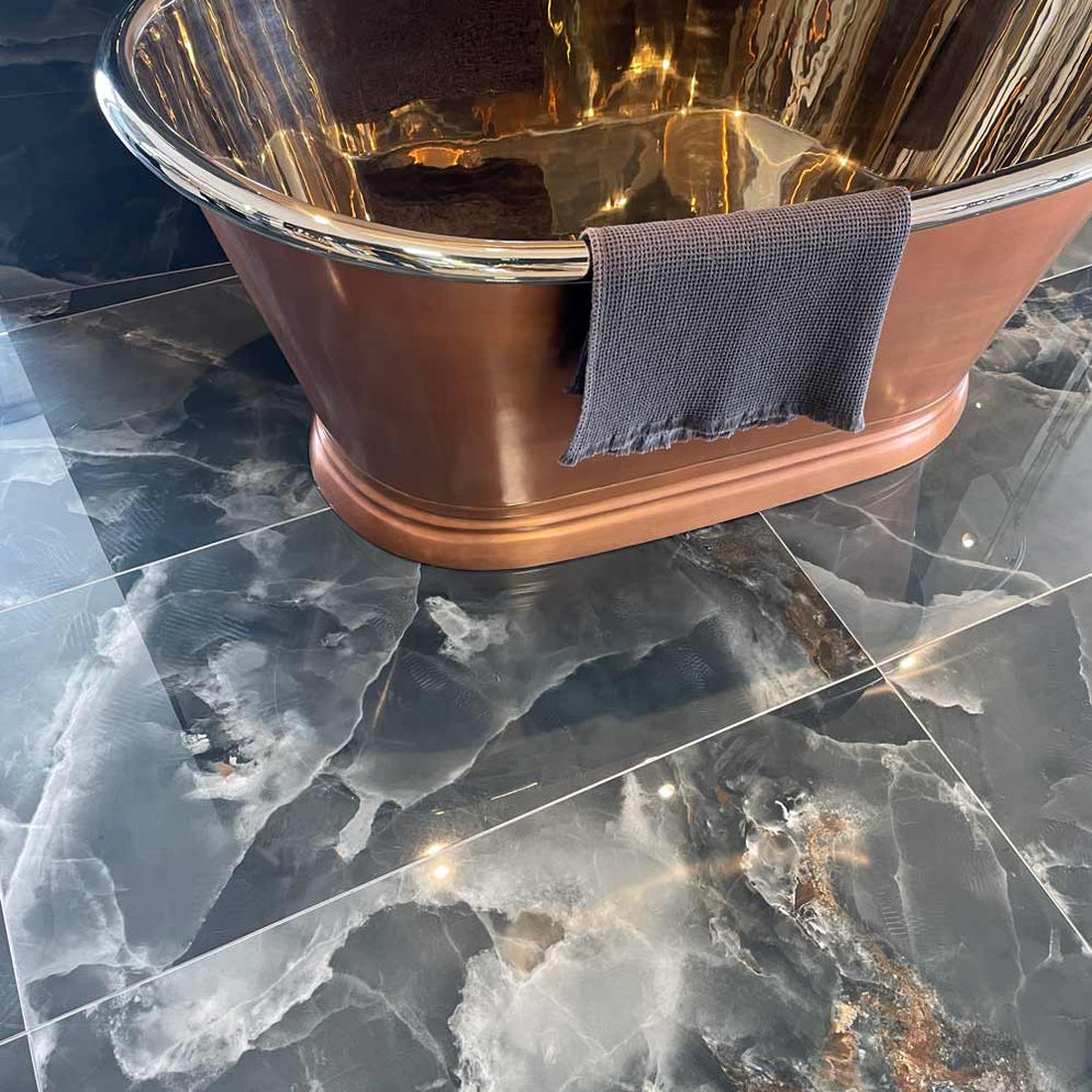 Crystal Midnight Black Marble tile porcelain 60x120cm — Tile.co.uk