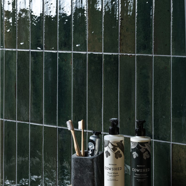 Foundry Novo Porcelain Alligator Green Tile - 5.7 x 23.7cm | Tile.co.uk