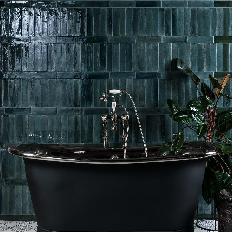 Foundry Novo Porcelain Navy Tile - 5.7 x 23.7cm | Tile.co.uk