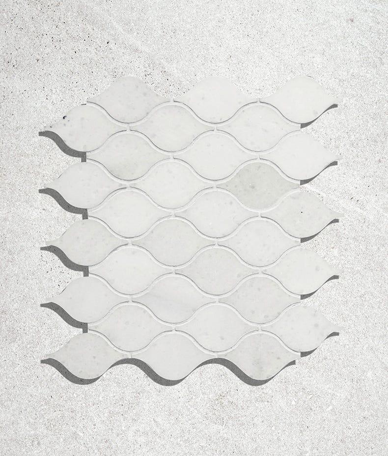 Long Island Marble Honed Tear Drop mosaic tile | Tile.co.uk