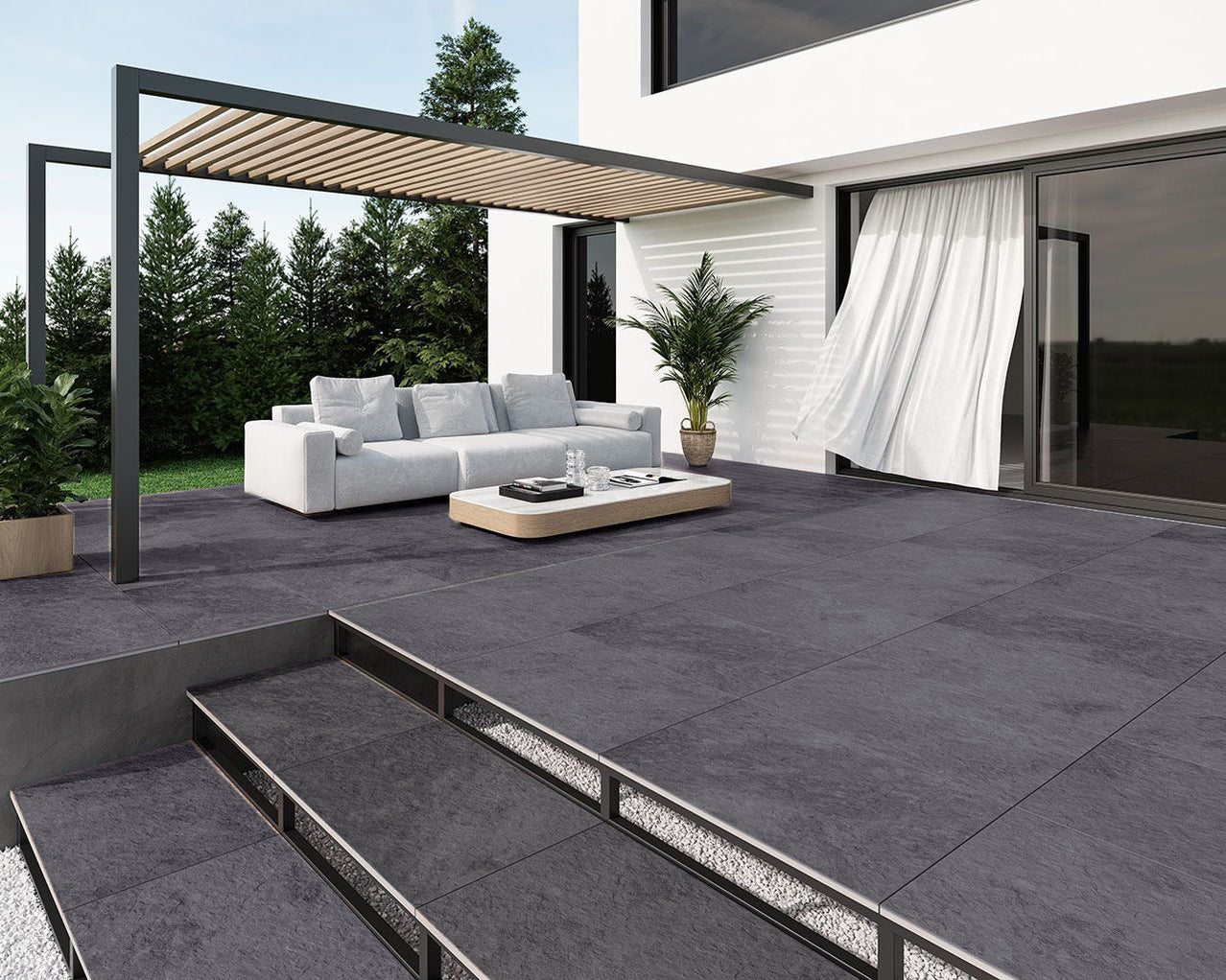 Magma Black 20mm Porcelain Outdoor floor tile 60x90cm — Tile.co.uk