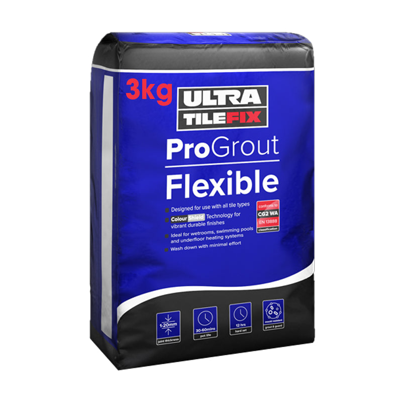 Ultra Tile Fix 3kg ProGrout Flexible tile Grout — Tile.co.uk
