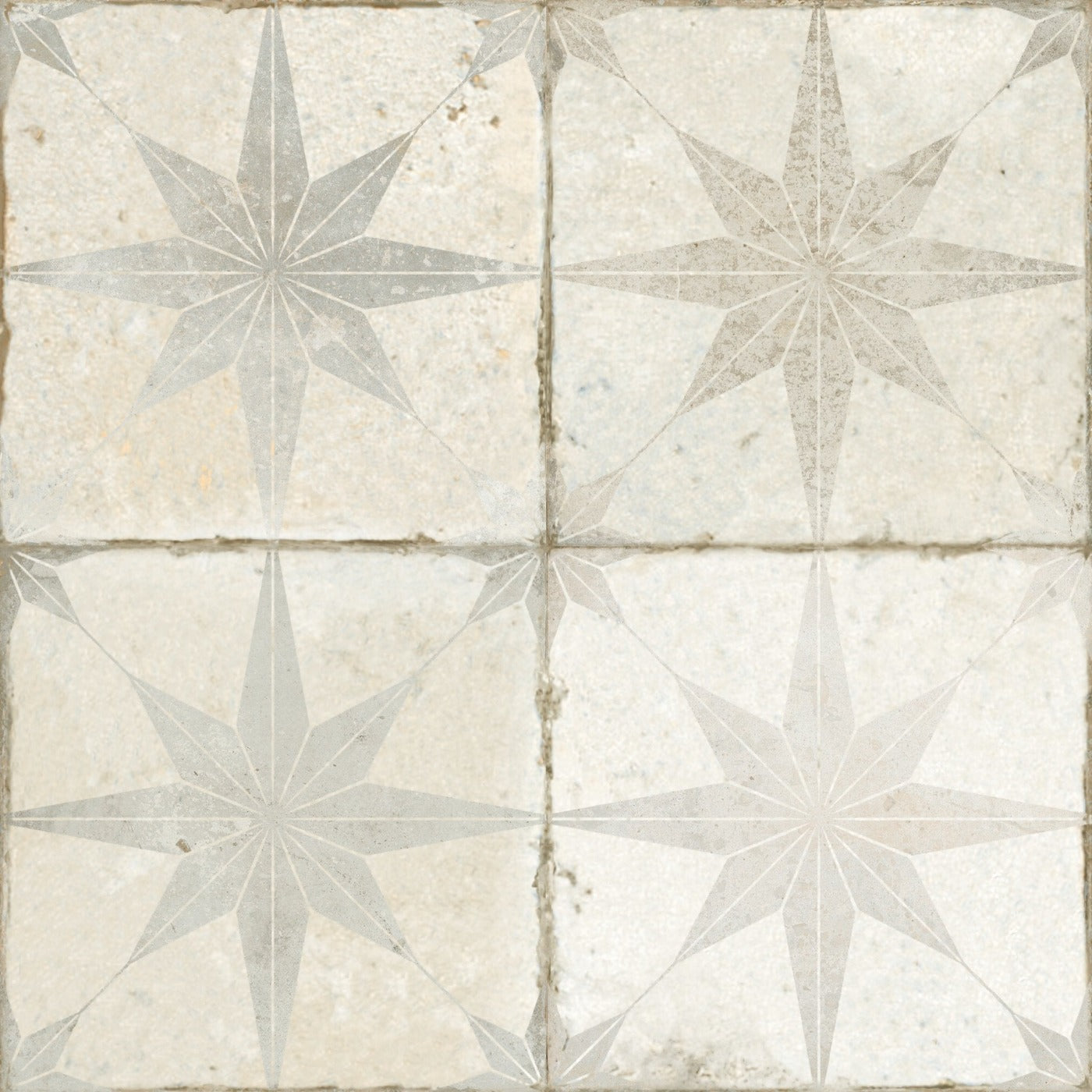Star White Pattern Wall & Floor Tile | 45x45cm | Tile.co.uk