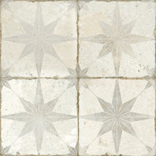 Star White Pattern Wall & Floor Tile | 45x45cm | Tile.co.uk