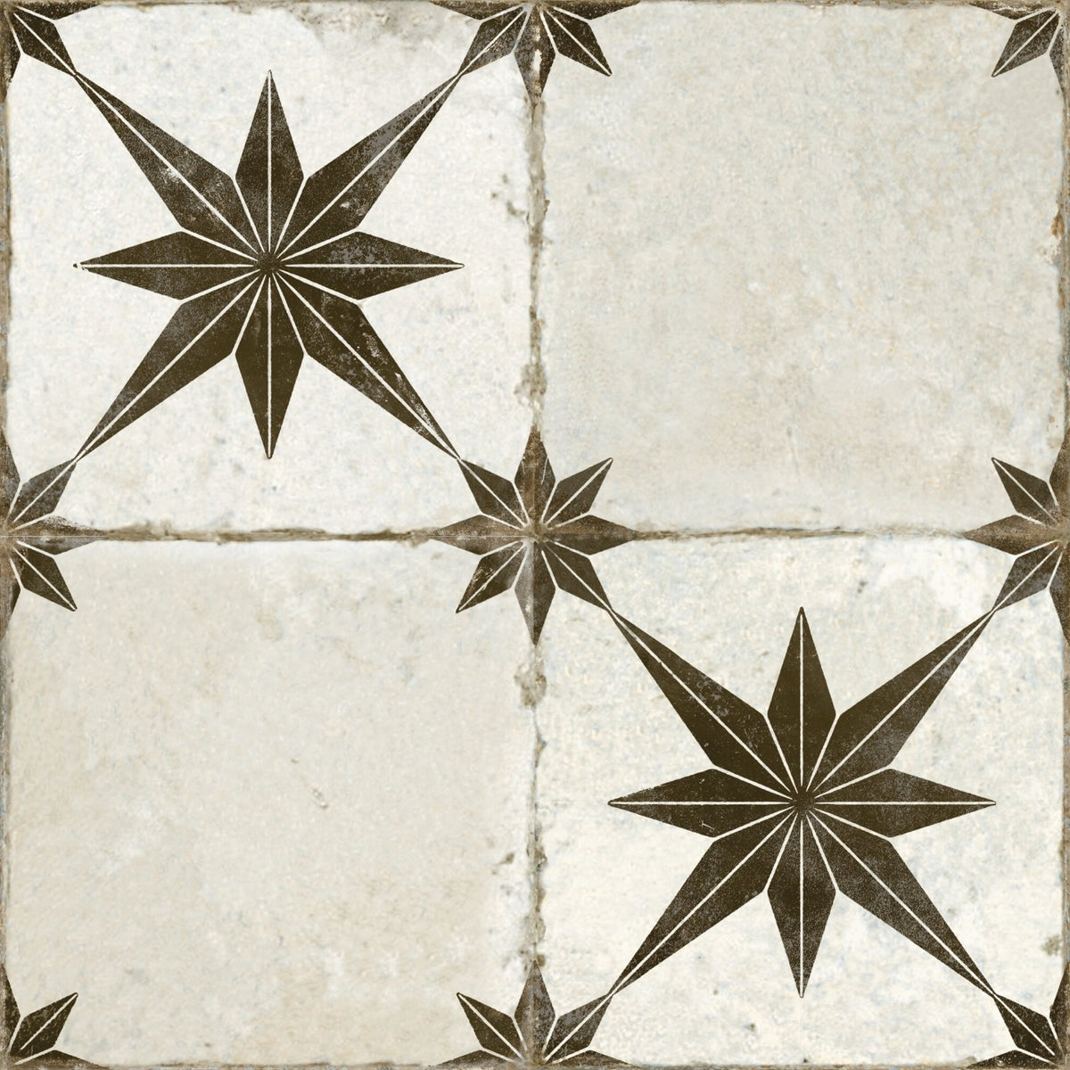 Star Ara Black Pattern Floor Tile | 45x45cm | Tile.co.uk