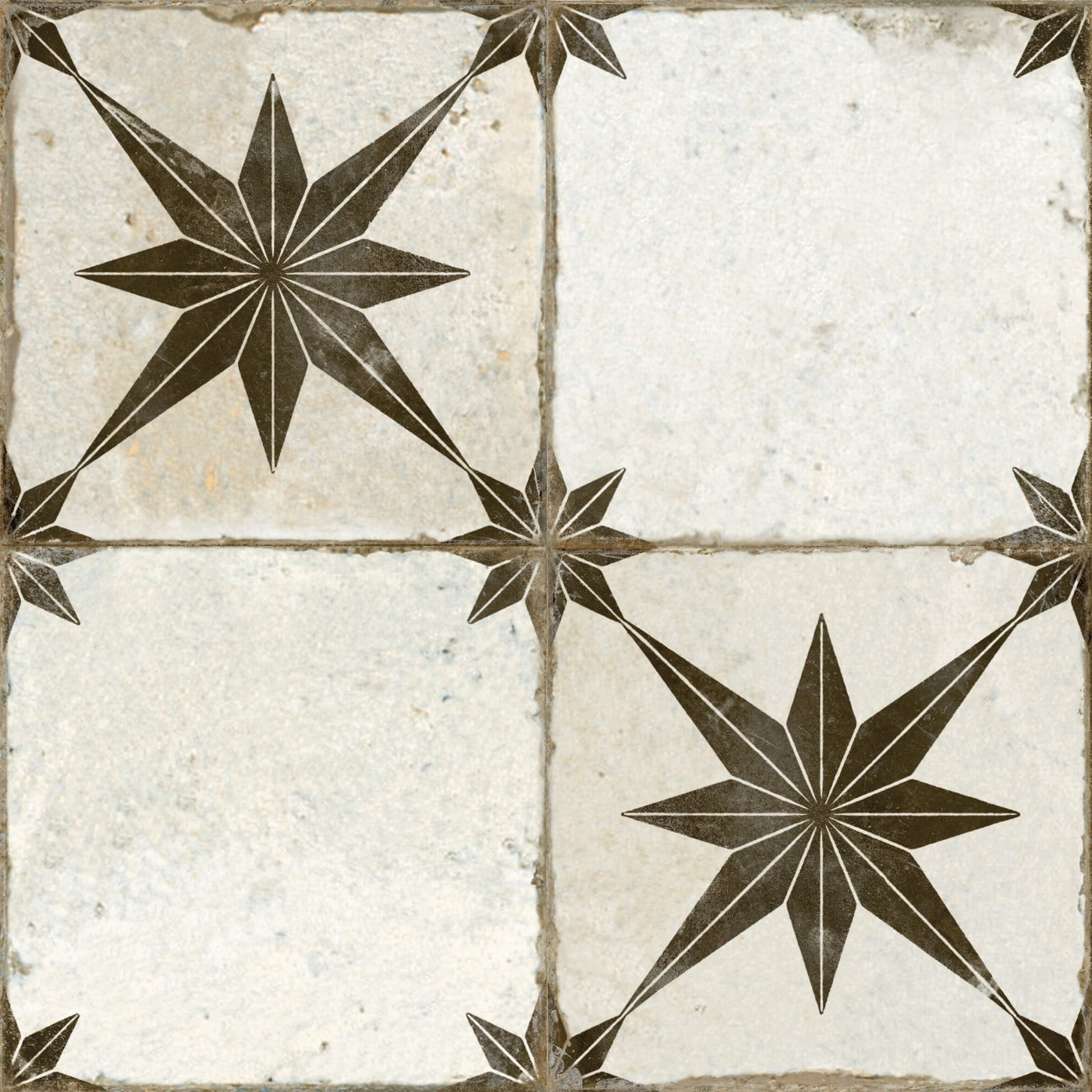 Star Ara Black Pattern Floor Tile | 45x45cm | Tile.co.uk
