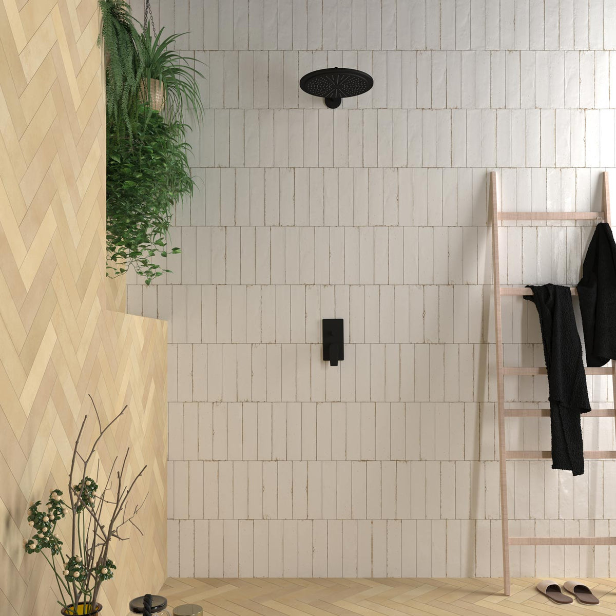 Agadir Niebla White Gloss Wall Tile | 7x28cm | Tile.co.uk