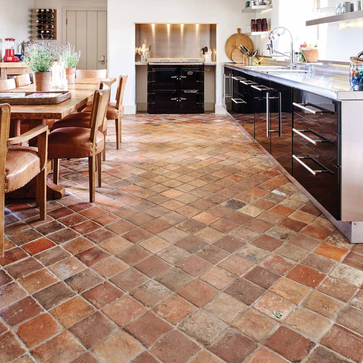 Antique Burgundy Terracotta Tiles 15x15cm Reclaimed tiles — Tile.co.uk