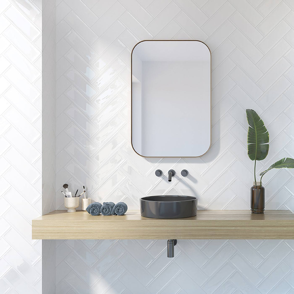 Aria White brick tile | 10x30cm ceramic wall tile — Tile.co.uk