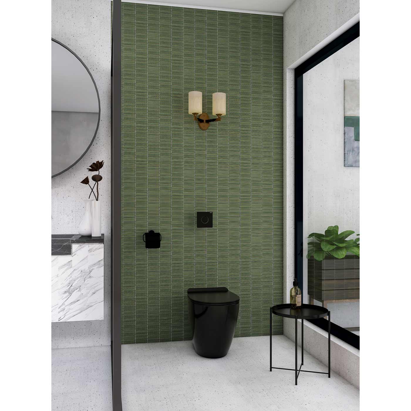 Bamboo Lustre Avocado Satin Mosaic | 28.2x29.4cm | Mosaic — Tile.co.uk