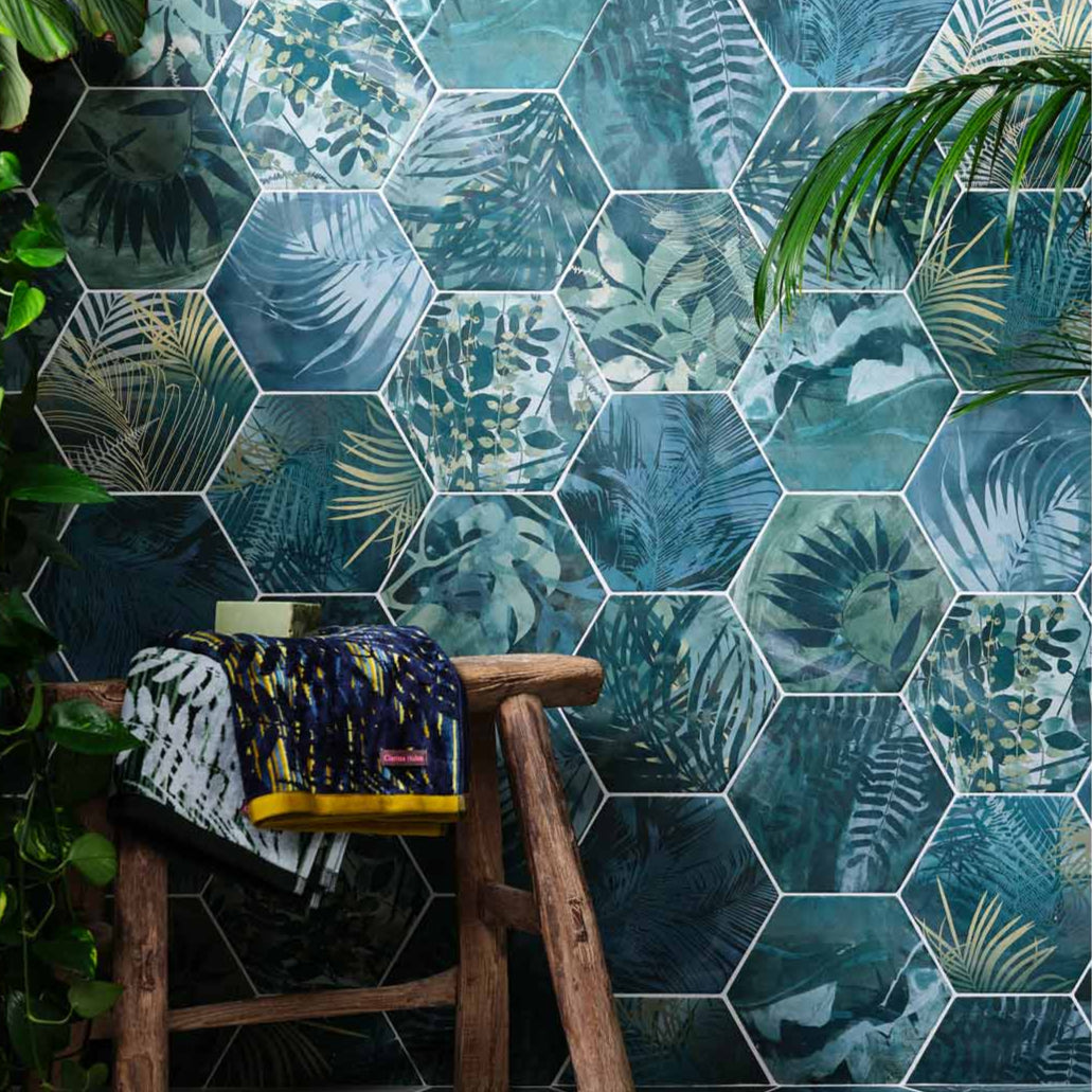 Jungle Hexagon tile | 24.5x21.5cm Floral Effect Tile — Tile.co.uk