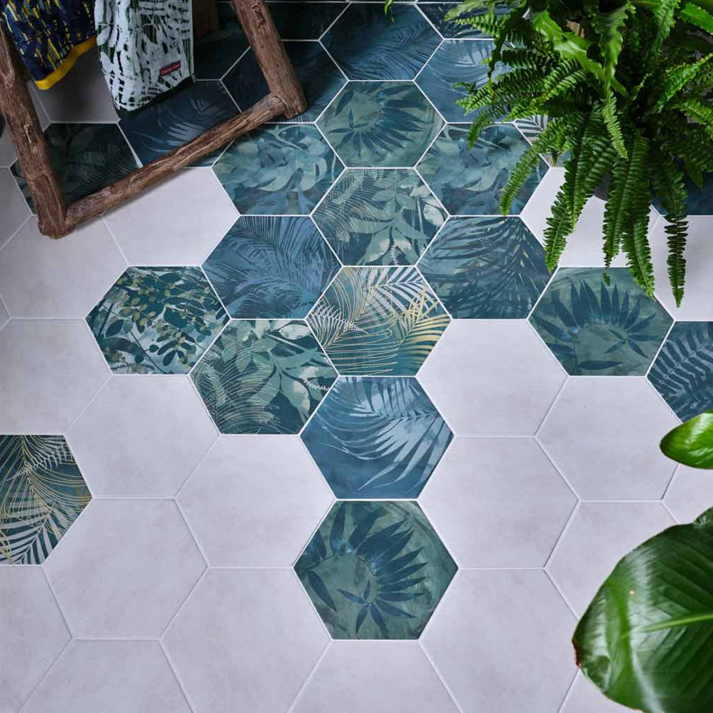 Jungle Hexagon tile | 24.5x21.5cm Floral Effect Tile — Tile.co.uk