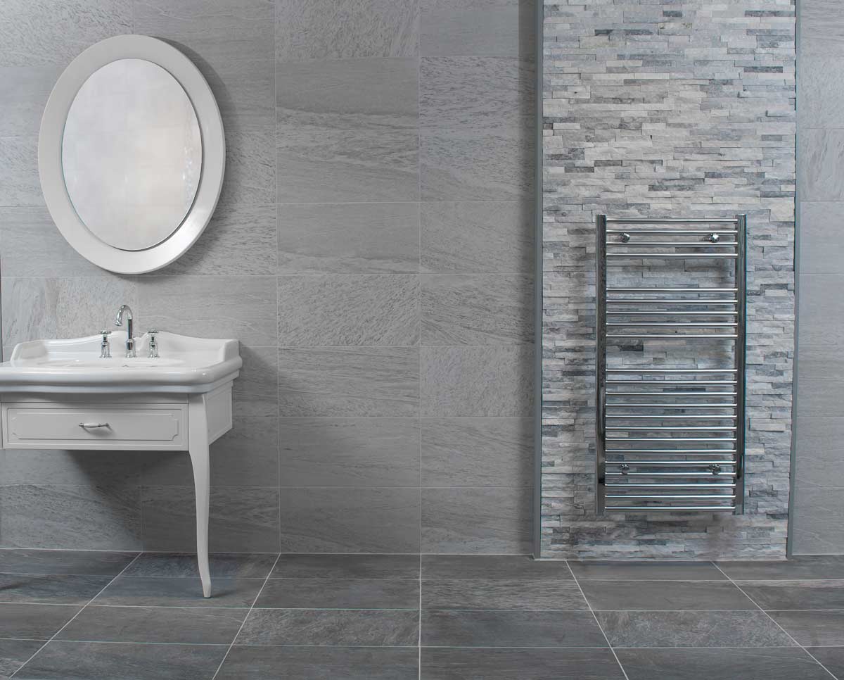 Grey/White Mix Split Face tile Quartzite | 10x36cm — Tile.co.uk