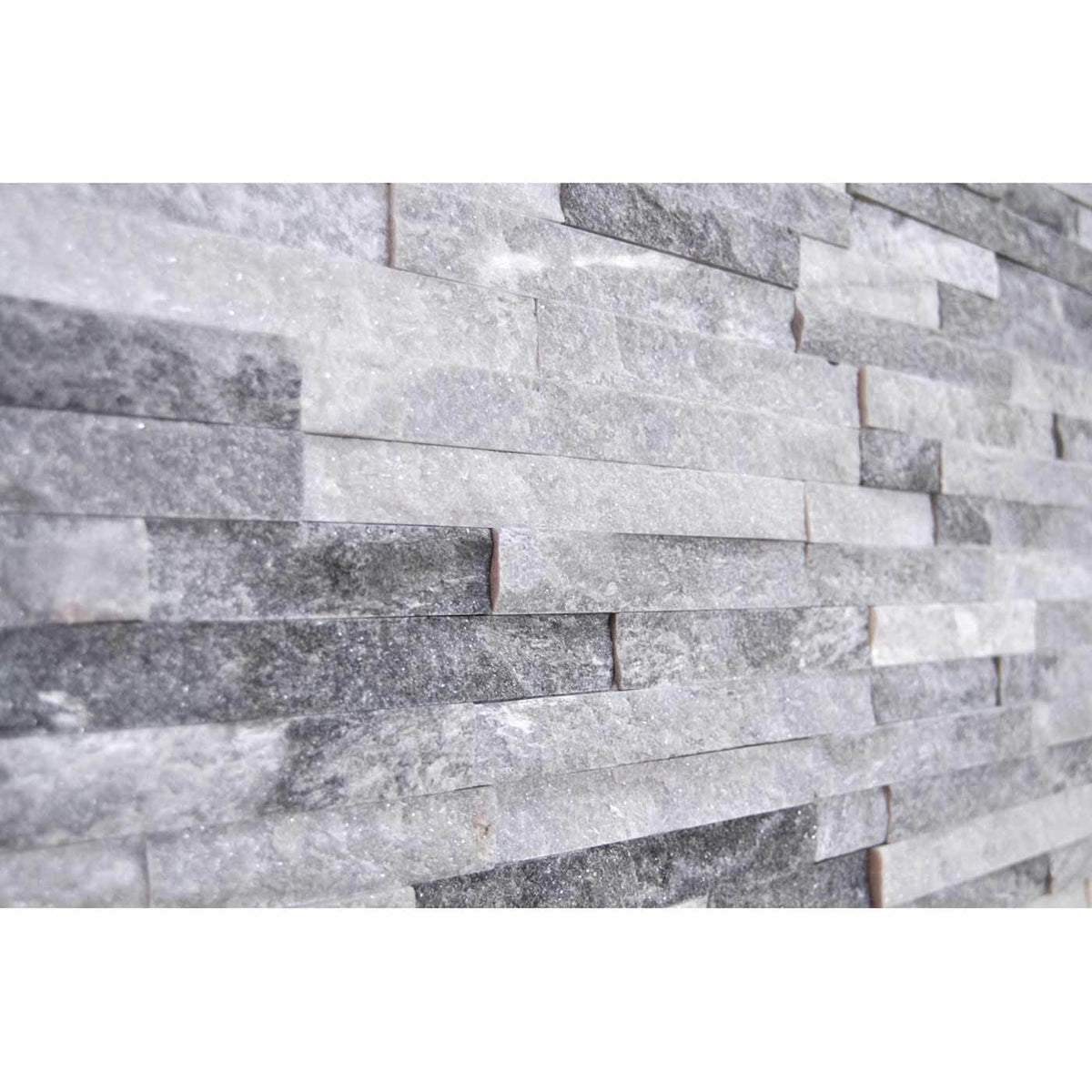 Grey/White Mix Split Face tile Quartzite | 10x36cm — Tile.co.uk
