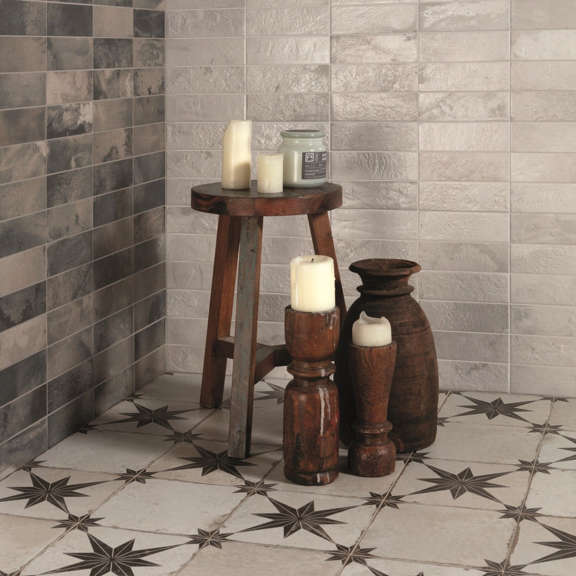 Raku Silver Ceramic Wall Tile | 20x40cm | Tile.co.uk