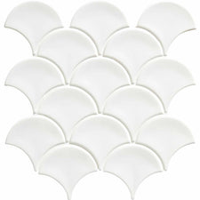 Gelato Scallop Milk White Mosaic | 25.9x27.3cm | — Tile.co.uk
