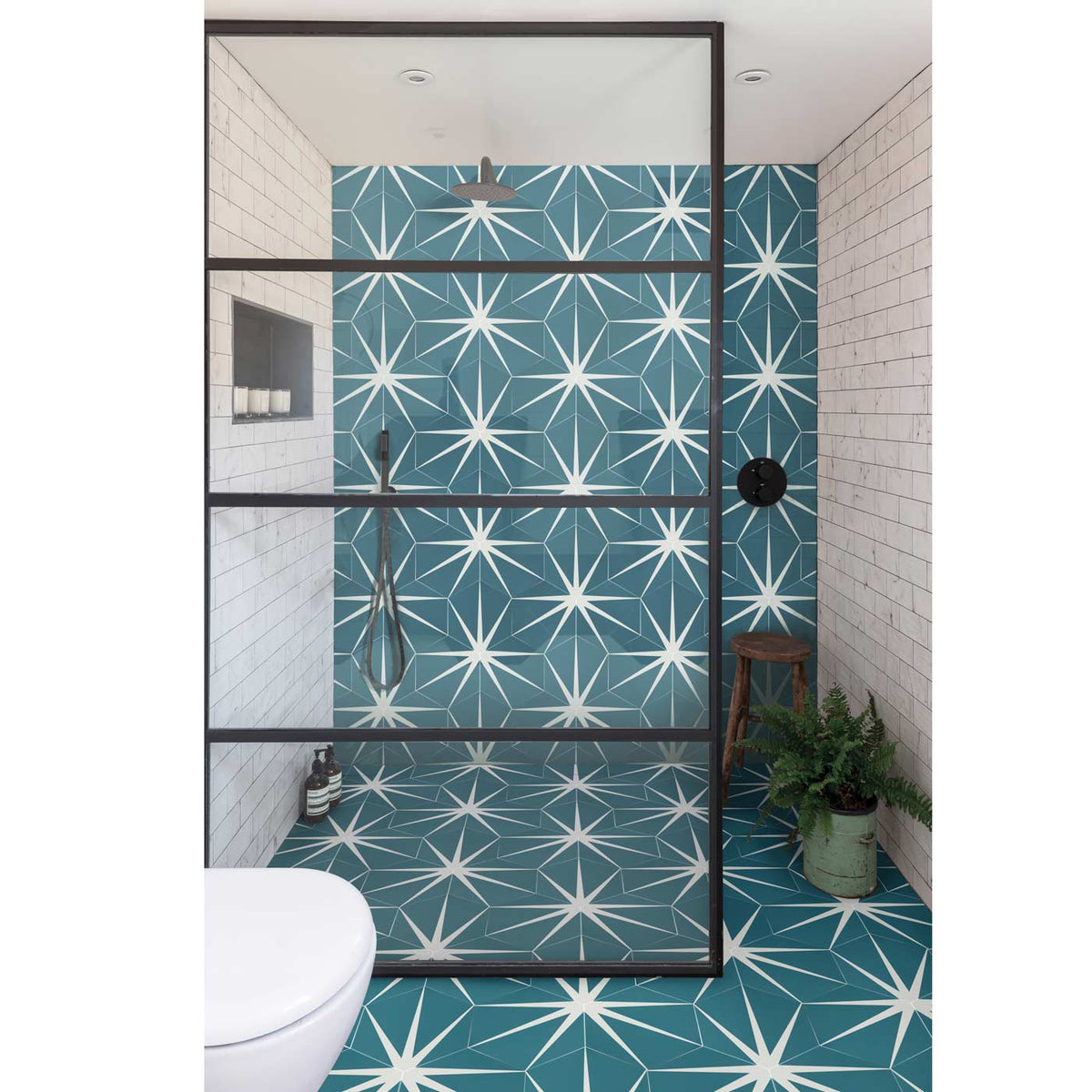 Lily Pad Peacock tile | 20x23cm Pattern Effect Tile — Tile.co.uk