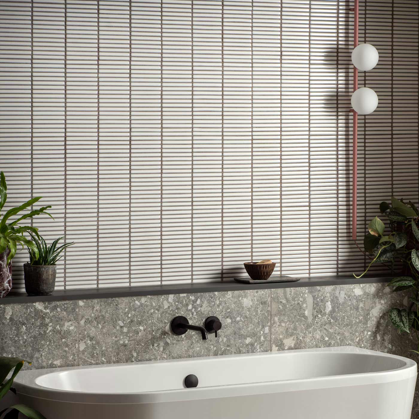 Matchstick Ice white Kit Kat Mosaic | 313x296mm — Tile.co.uk