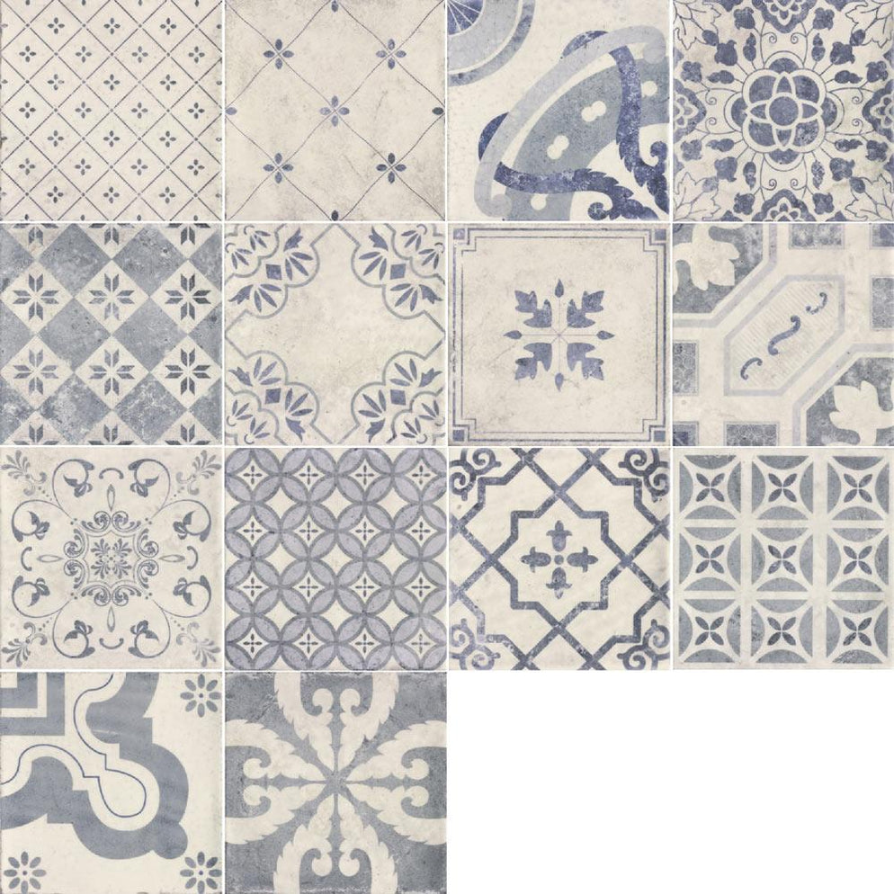 Antiqua mix pattern tile set | 20x20cm Victorian floor — Tile.co.uk