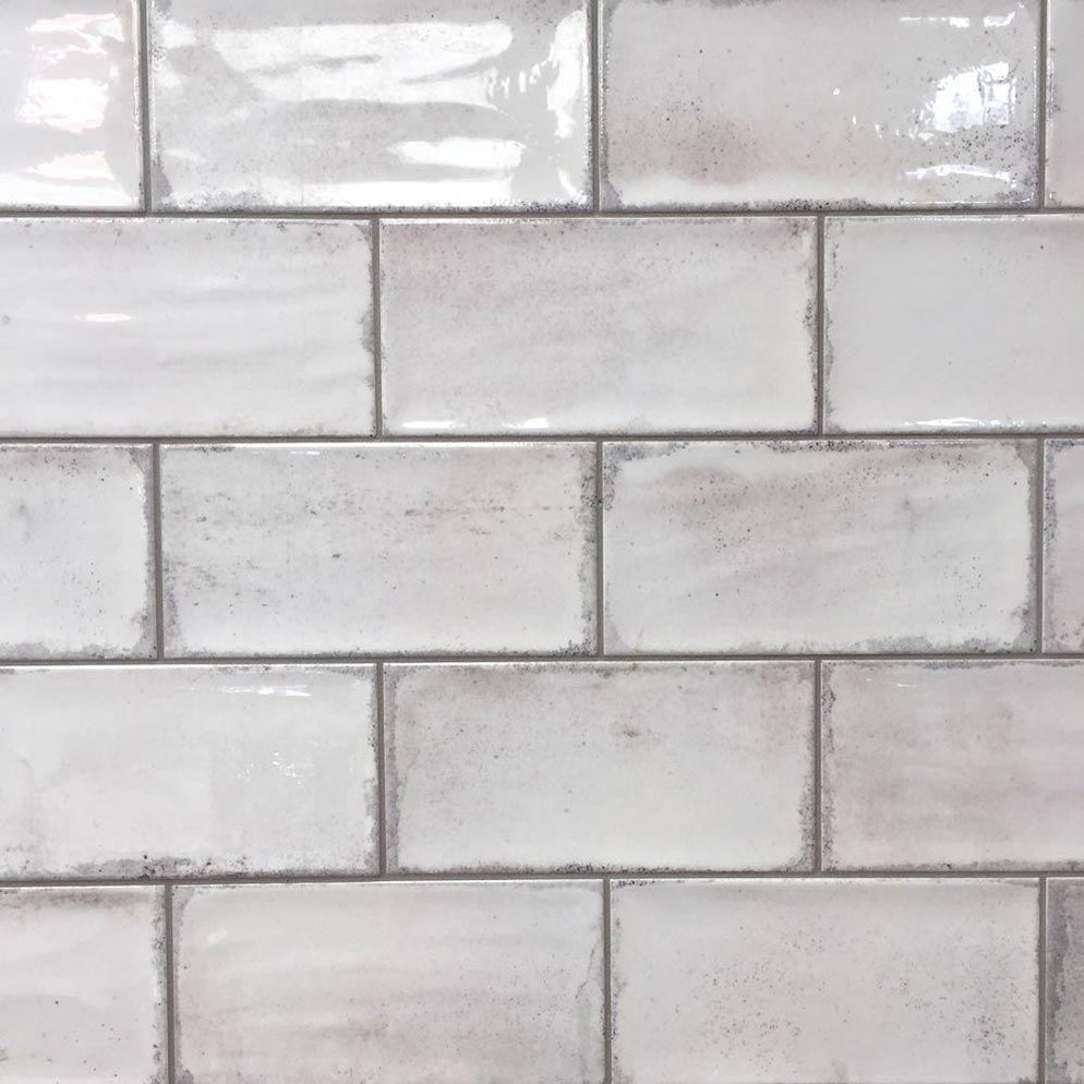 Vita White Brick Tile by Fabresa | 10x20cm — Tile.co.uk